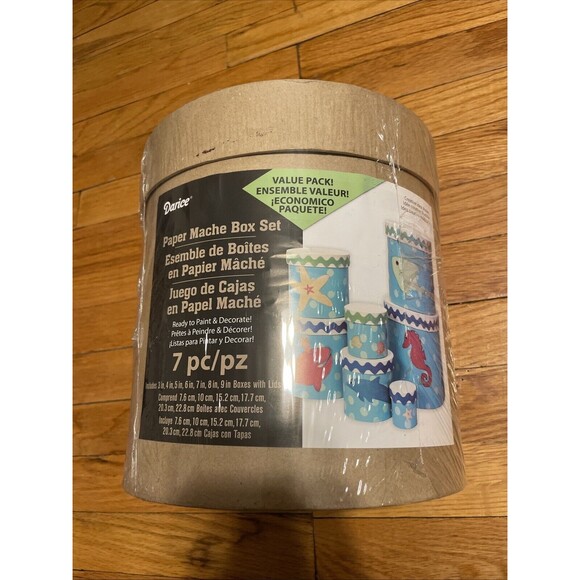 Darice | Party Supplies | New Darice 7 Pc Round Paper Mache Nesting Box ...